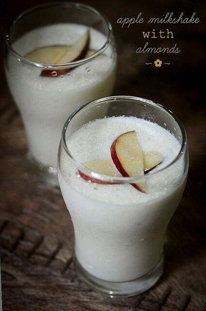 Apple Milkshake with Almonds-Easy Milkshake Recipe - Edible Garden
