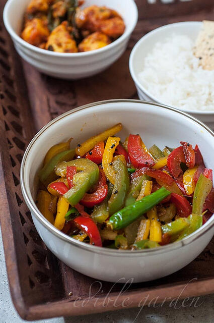 Capsicum Masala Recipe - Capsicum (Bell Pepper) Stir Fry Recipe ...