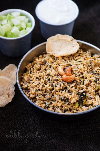 Spinach Rice Recipe, Indian Palak Rice Step by Step - Edible Garden