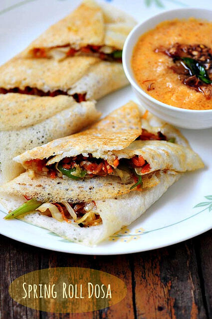 Vegetable Spring Roll Dosa Recipe - Easy Dosa Recipes - Edible Garden